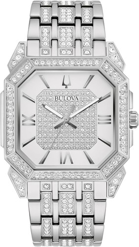 Bulova 96A285 Octava Collection 300 Hand-set Crystals Silver Tone Men's ...