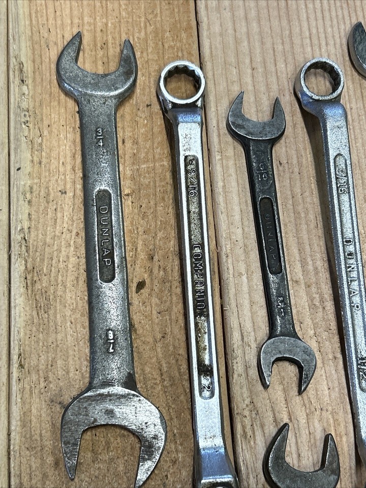 Vintage DUNLAP Wrenches Lot Of 10 Made in USA quality Various Sizes SAE ...