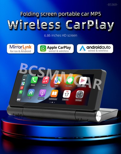 Car Radio Wireless CarPlay Android Auto Monitor Touch Screen Foldable ...