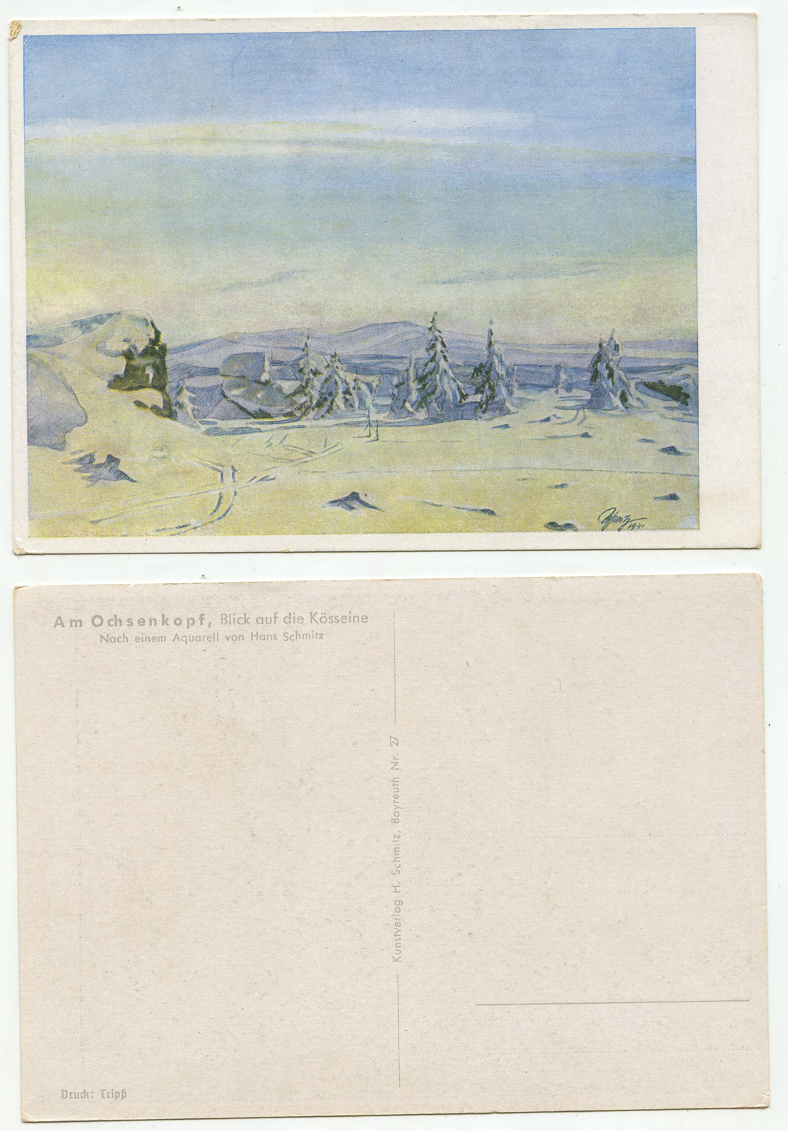 01837 - Hans Schmitz: Am Ochsenkopf - Kösseine - alte Ansichtskarte | eBay