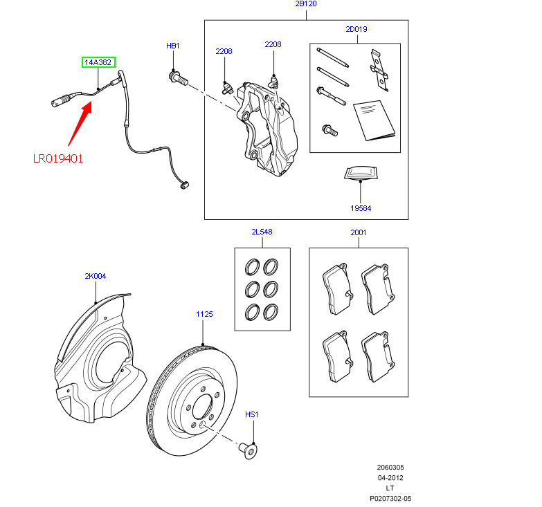 LR019401 Front Brake Pad Wear Sensor For Land Rover Range Rover Sport ...