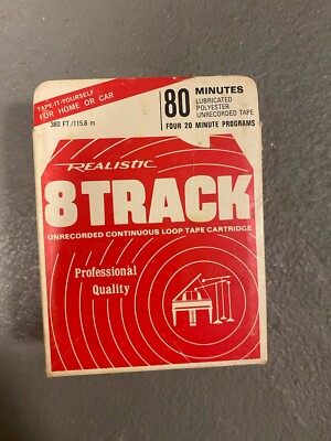 NEW REALISTIC 80 MINUTE UNRECORDED CONTINUOUS LOOP BLANK 8-TRACK TAPE ...