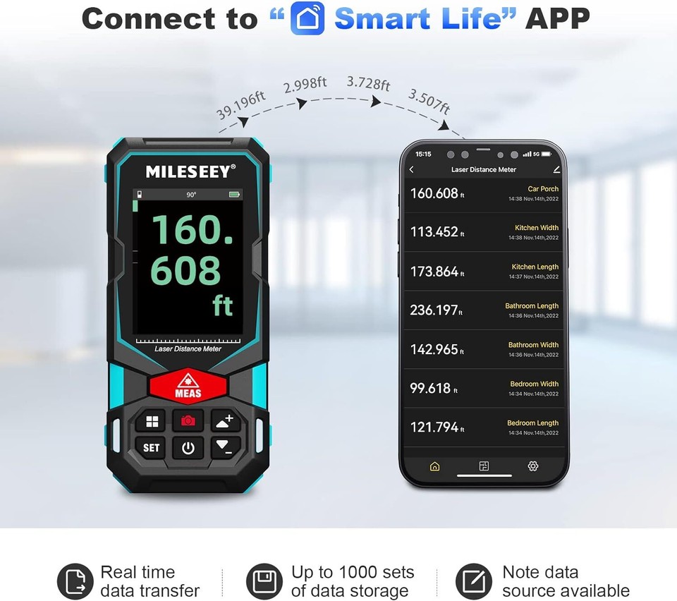 MiLESEEY 100M Laser Distance Meter with Pointfinder Camera Outdoor ...