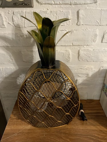 Vintage Deco Breeze Pineapple Retro Fan 15" Tall Bronze / Green Metal ...