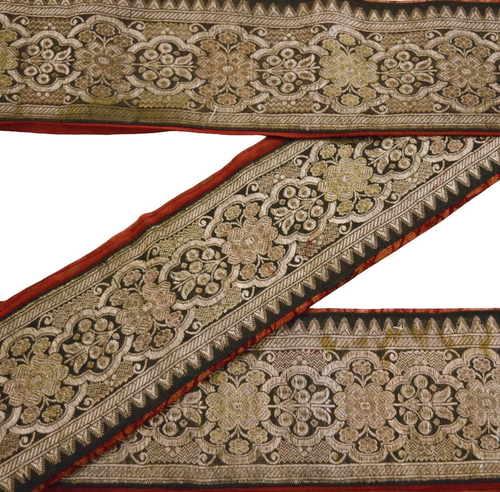 Vintage Black Sari Border Woven Banarasi Brocade Trim Craft Sewing ...