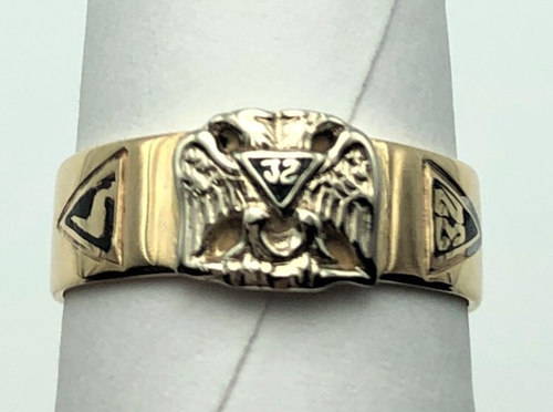 14k Gold Hallmark double headed eagle Masonic Ring/Band (Size 9.5) 4.5g ...