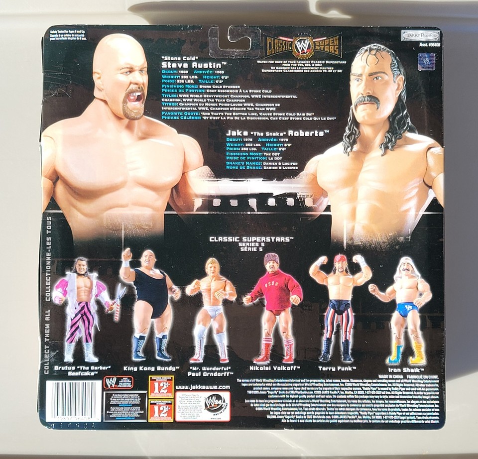 wwe wwf ljn deluxe classic superstars steve austin vs jake roberts ...