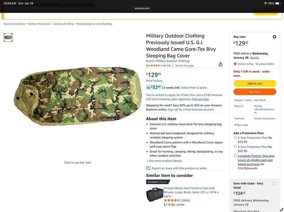 USGI Military Bivy Cover Sleeping Bag – Woodland Camouflage | eBay