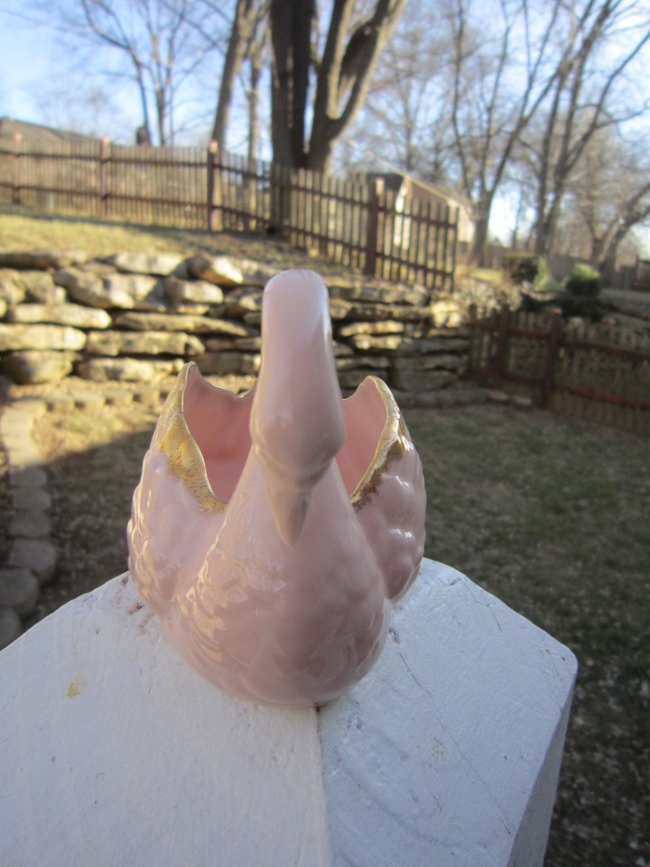 VINTAGE LENOX BONE CHINA PORCELAIN PINK SWAN w/ 24K GOLD TRIM – RARE ...