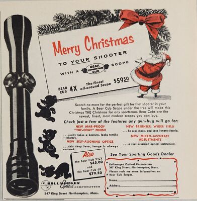 1956 Print Ad Bear Cub Rifle Scopes Kellmorgen Optical Northampton ...