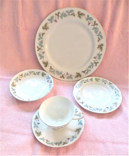 Vintage Fine China of Japan #6701 Grapevine Pattern; 5 Piece Place ...