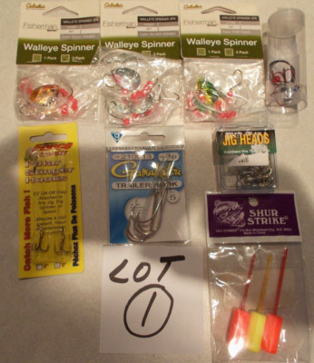 WALLEYE SPINNER LURE LOT+HOT RIGS+POLAR STINGER HOOKS+FLOATS+JIG HEADS ...