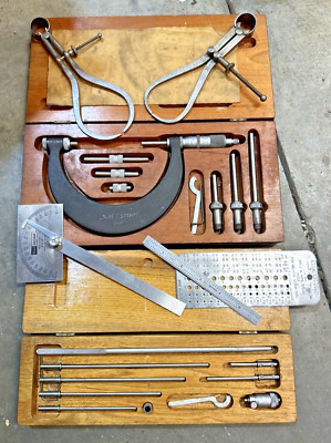 Craftsman Machinist Tool Lot Micrometers Divider Rule Drill Gage Metal ...