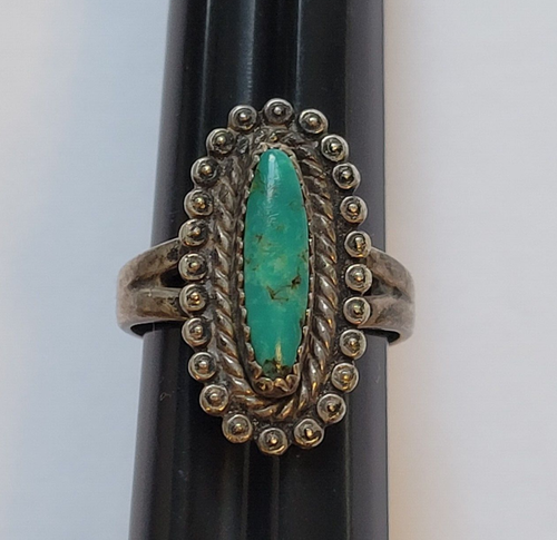 Old Bell Trading Post Sterling Silver Blue Turquoise Navajo Ring Small ...