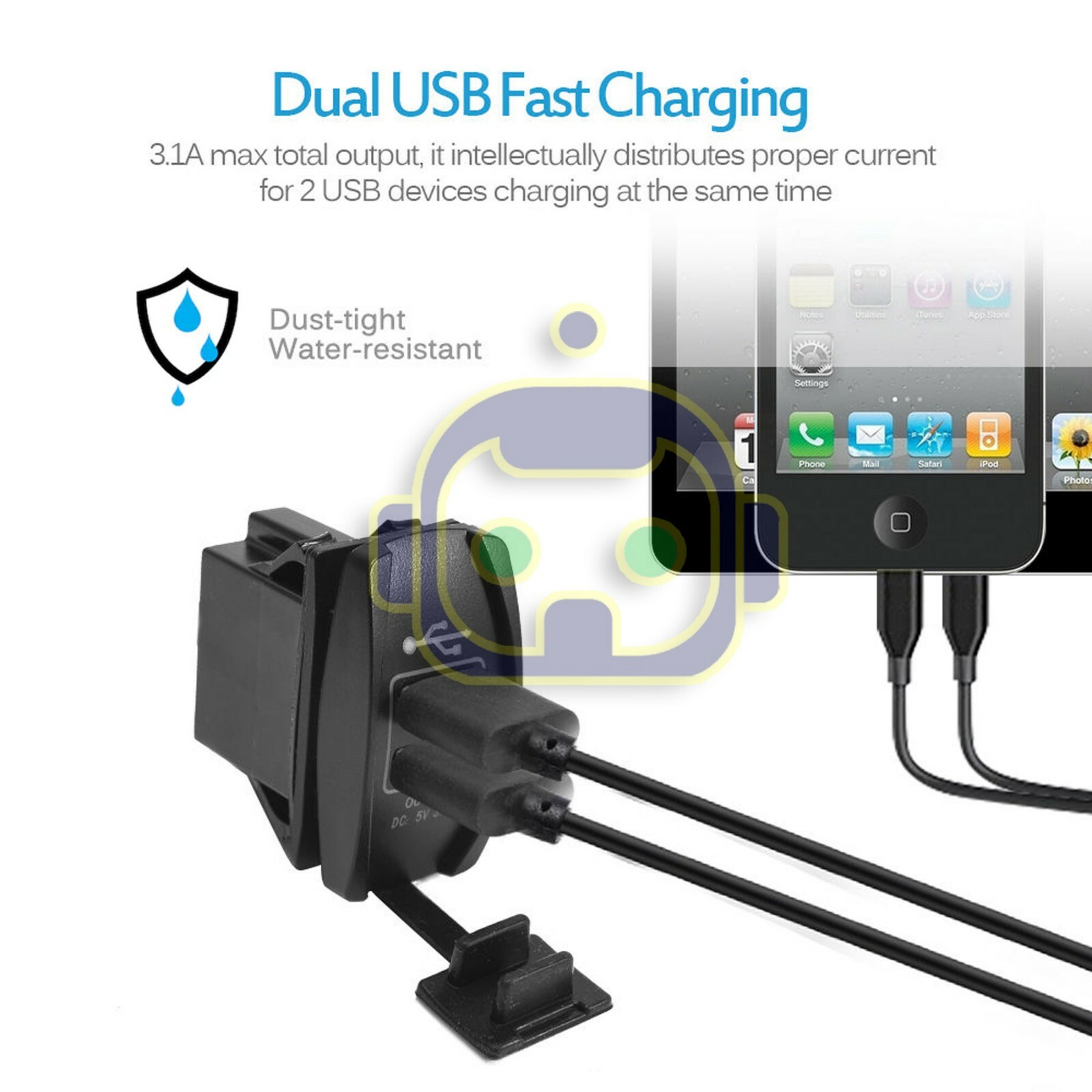 Dual USB Power Charger Carling ARB Rocker Switch Blue LED Light Car ...