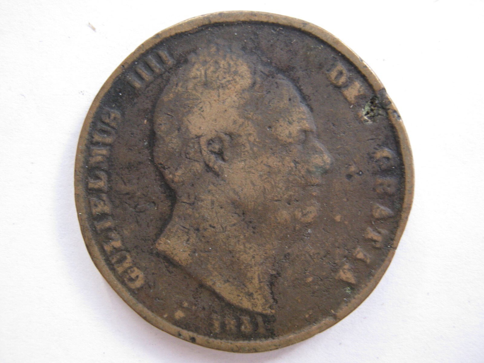 1831 William IV copper Penny Fair pitting | Grelly UK
