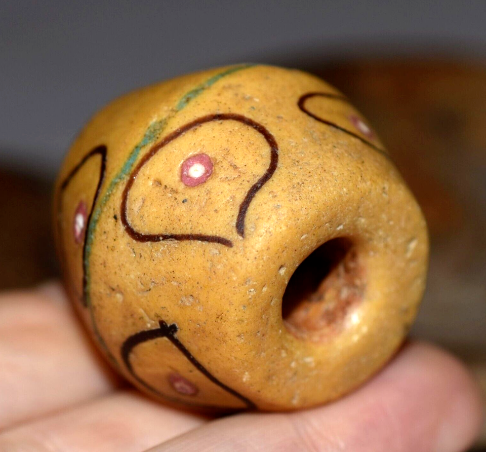 Antique Akoso Bodom African Powder Glass Trade Bead Red White Hearts ...