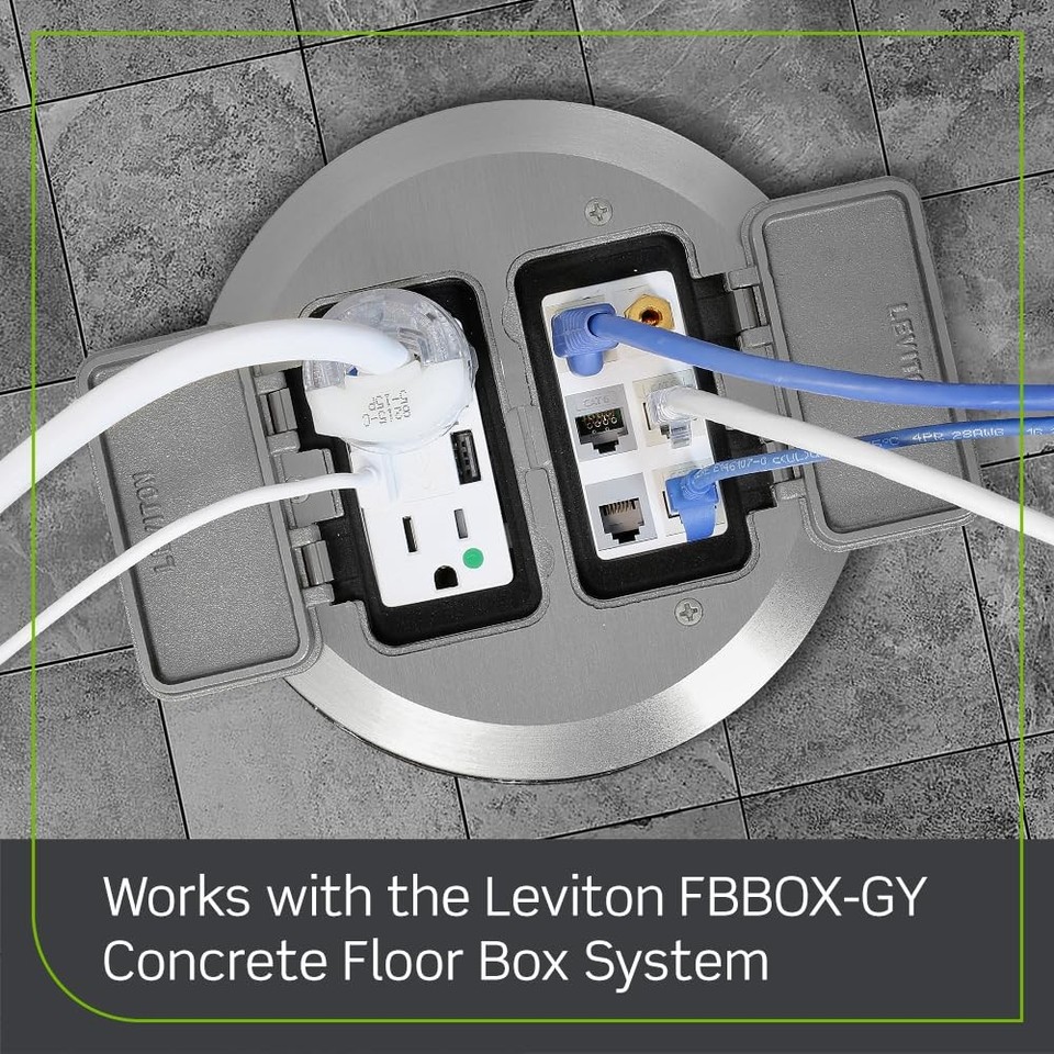 Concrete Floor Box Nickel Plated Cover Plate, 2 Decora Flip Lids, FBC2F ...