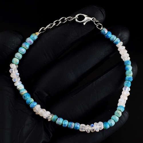 Amazing Cut Howlite & Moonstone 25.00 Cts Beaded Exclusive Bracelet VK ...
