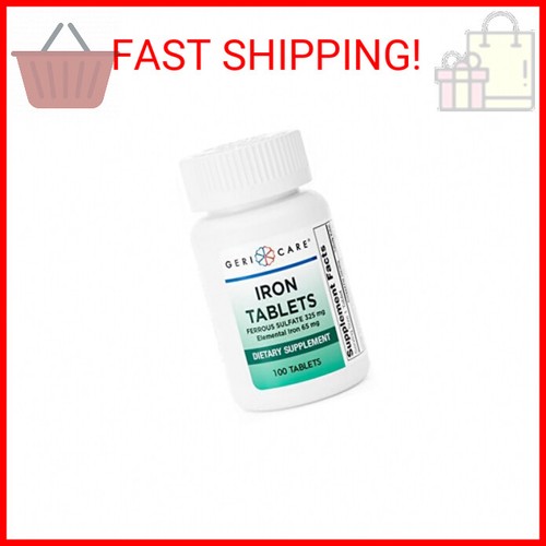 GeriCare Ferrous Sulfate Tablets 325mg, Elemental Iron 65 mg High ...