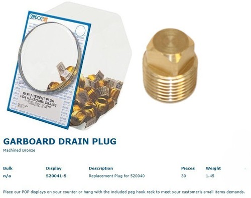 Sea-Dog Garboard Replacement Drain Plug POP Display, 30-Count, 520041-5 ...