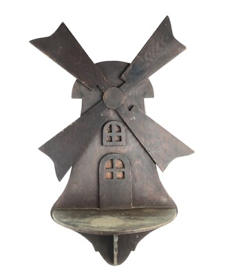 Vintage Home Made Dutch Windmill Shaped Wall Shelf Stained Wood | eBay