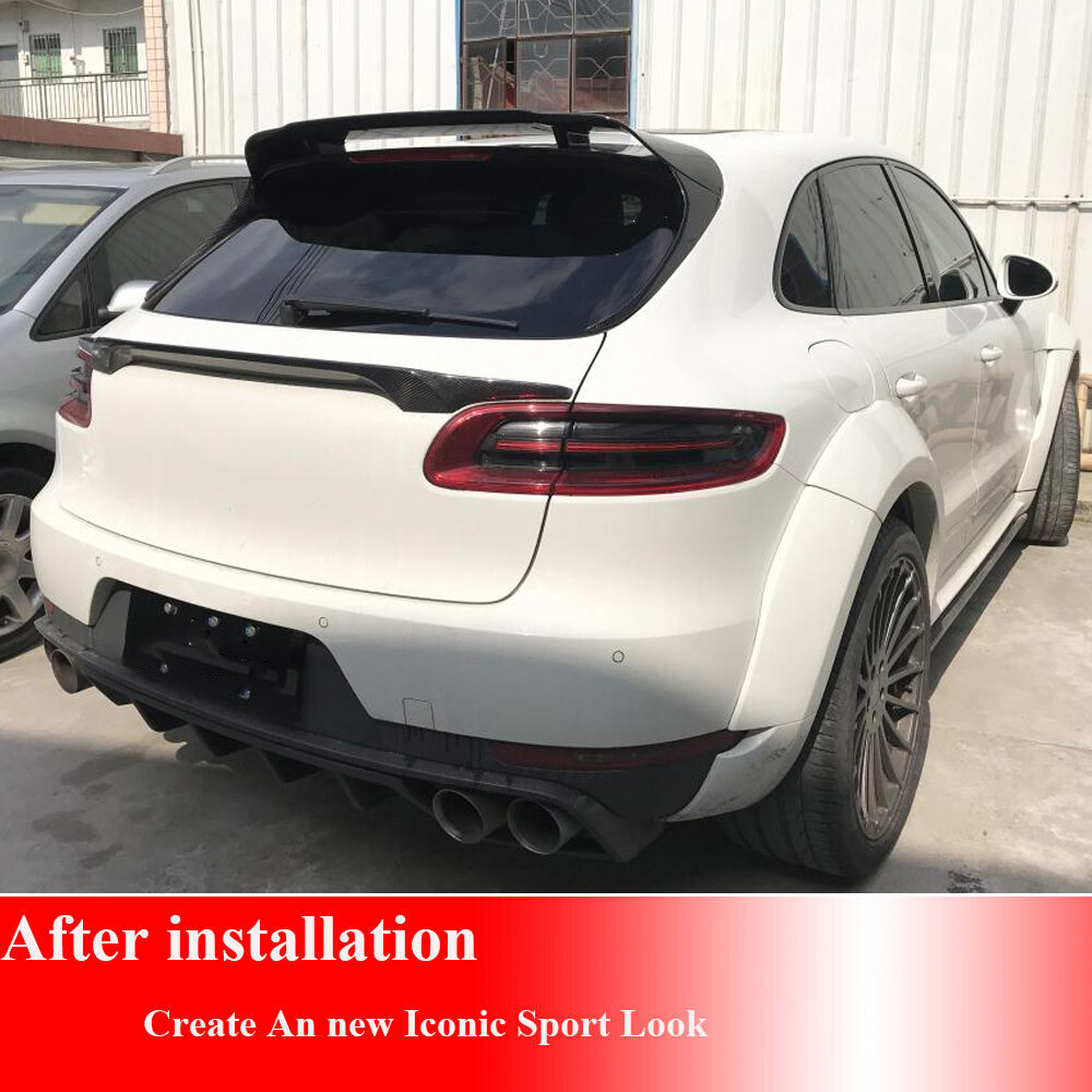 REAL CARBON Rear Roof Spoiler Top Window Wing Lip Fit For Porsche Macan ...