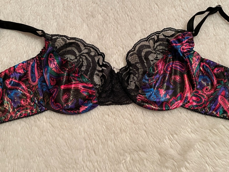 Vtg STUNNING Soft FOIL?? SATIN Bra 36B Sheer Black Lace SHINY | eBay