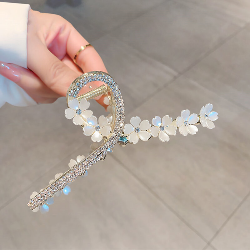 Korean pure handmade pearl flower hairpin grasping clip back hair ...