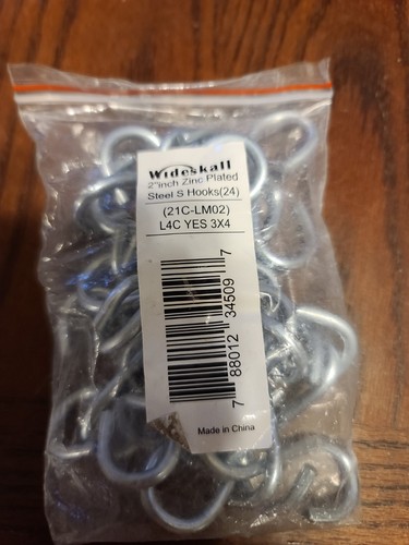Lot of 24 Steel S-Hooks, 2 inch, Zinc Plated | eBay