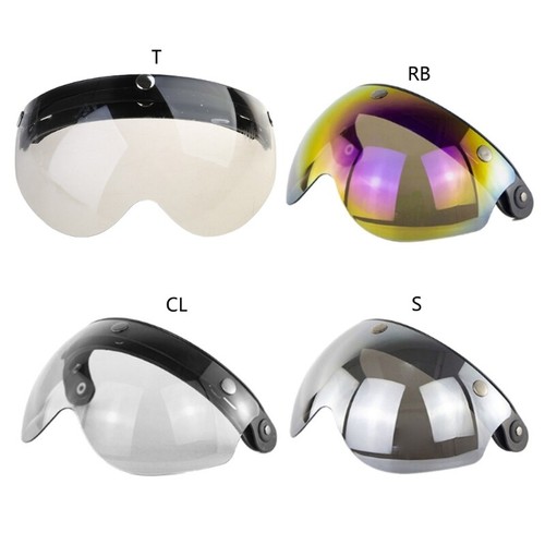 3-snap Open Mask Helmet Retro Vintage Motorcycle Helmet Bubble Shield ...