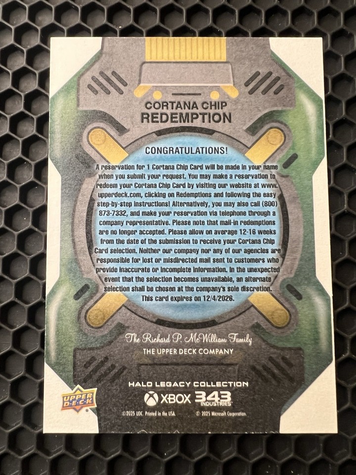 Upper Deck - Halo Legacy Collection - Cortana Chip Redemption Card New ...