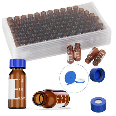 100Pcs 2ml 9-425 Small Glass HPLC Vials Bottles Amber Containers With ...