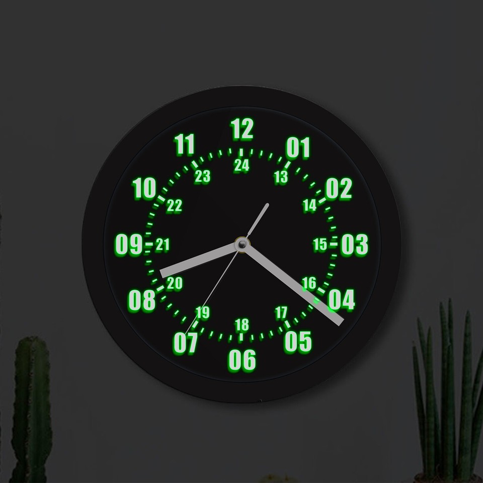Military Time 12/24 Hours Display Wall Clock Watch Style with LED ...