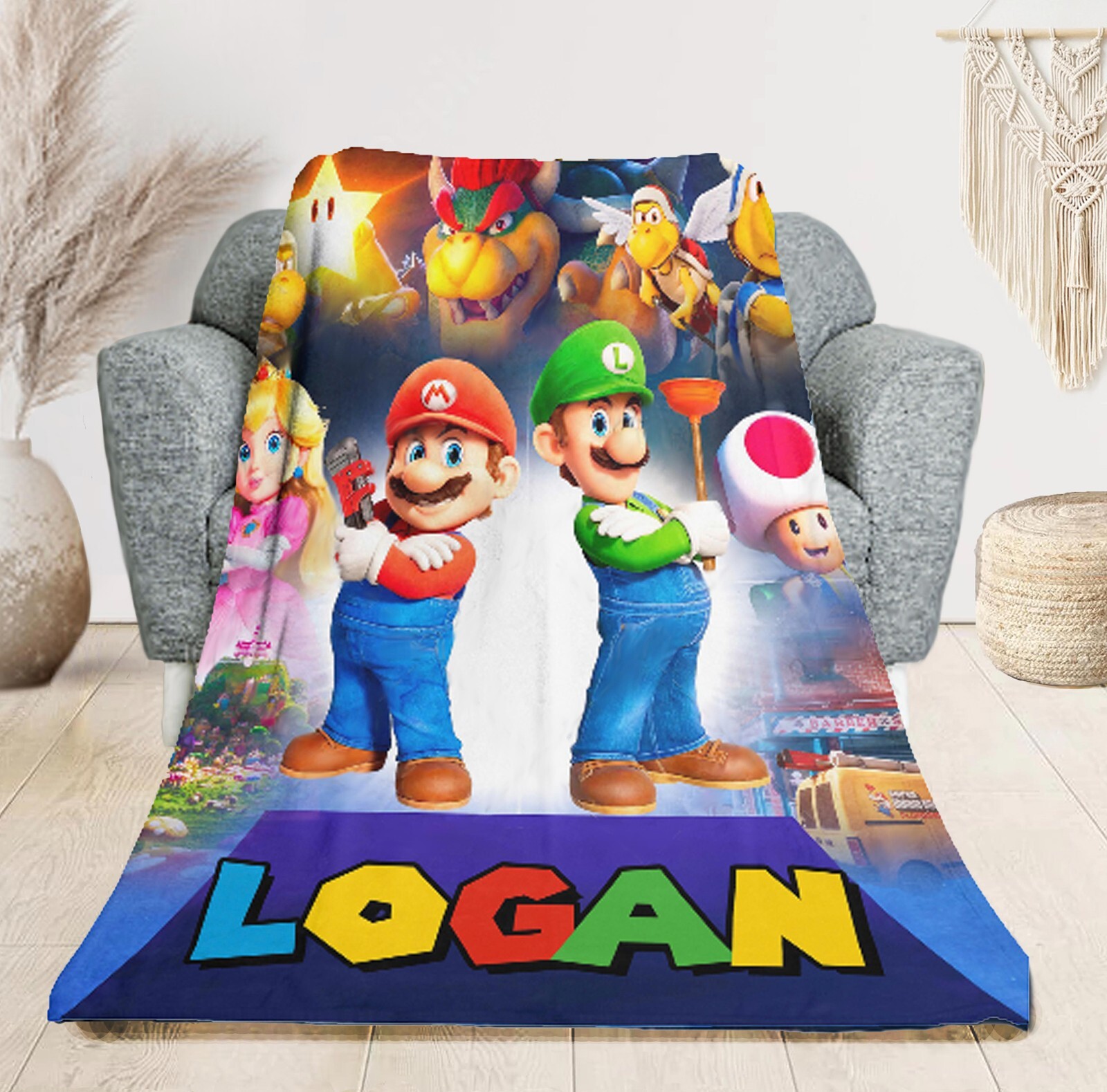 Super Mario Brothers Blanket Personalised Kids Bedding | eBay
