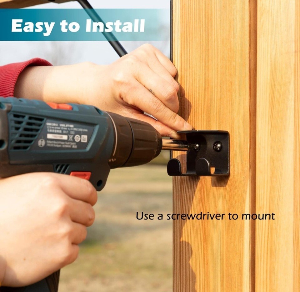 24" Cane Bolt Gate Drop Rod Wood Fence Steel Drop Hardware Kit Black 2 ...