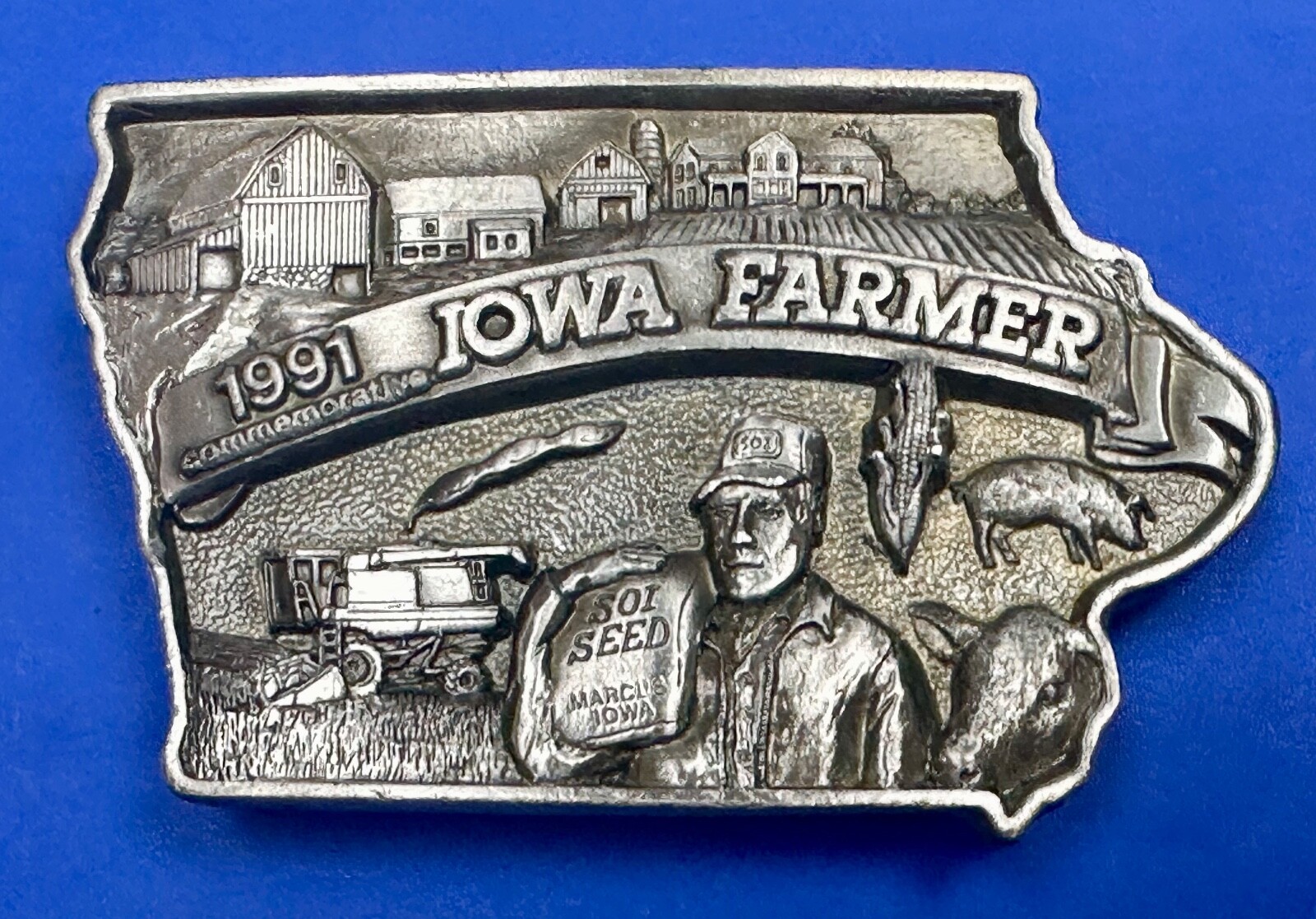 1991 Iowa State Farm Insuriance Commemorative Belt Bu… - Gem