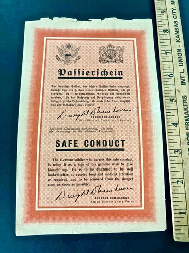 WW2 OFFICAL GERMAN SODIER SURRENDER DOCUMENT SAFE CONDUCT | eBay