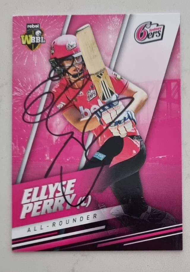 ELLYSE PERRY CRICKET SIGNED IN PERSON CA TRADERS BBL CARD "BUY GENUINE ...
