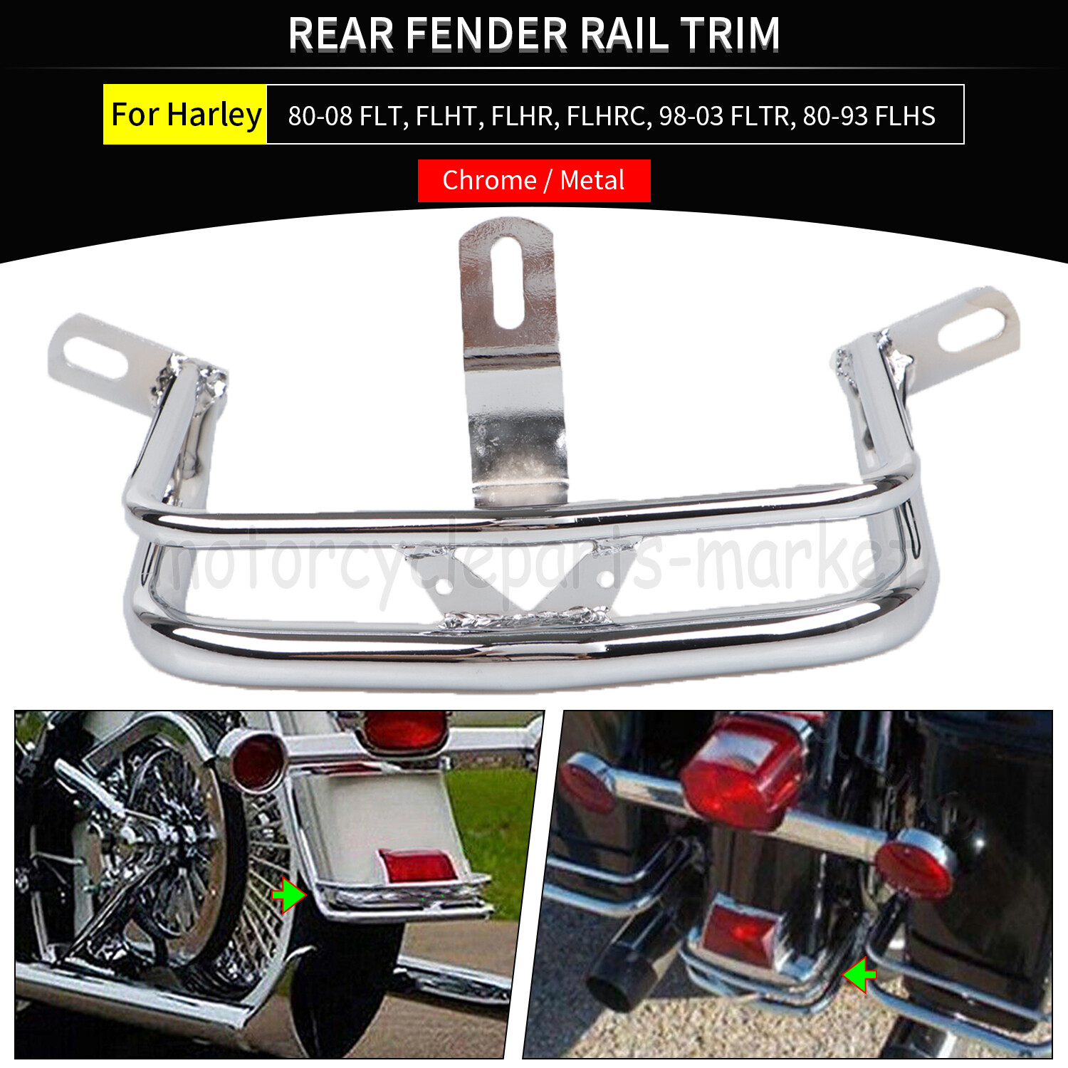 Chrome Rear Fender Rail Trim For Harley Electra Street Glide Road King ...