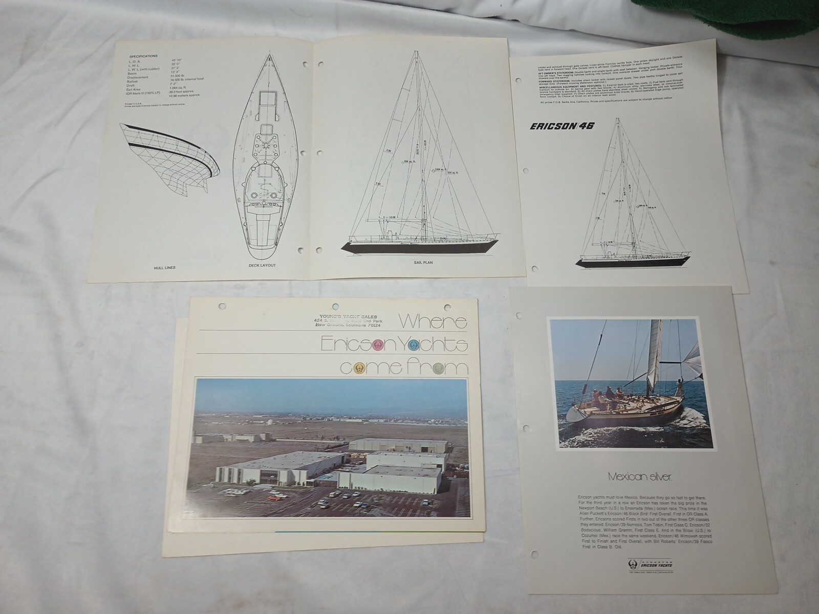 Ericson 46 Vintage Sailboat Color Boat Ad Pamphlet Brochure F8217 | eBay