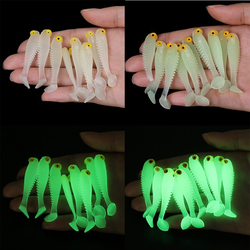 100PCS Luminous Soft Fishing Lure Glow 1.2g 5cm Artificial Silicone ...
