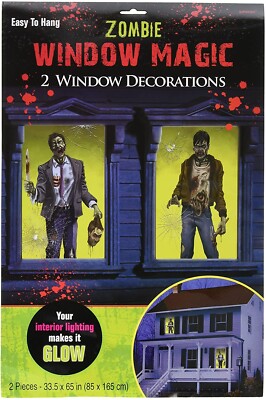ZOMBIE MAGIC Glow Window Scene Setter posters Halloween Party ...
