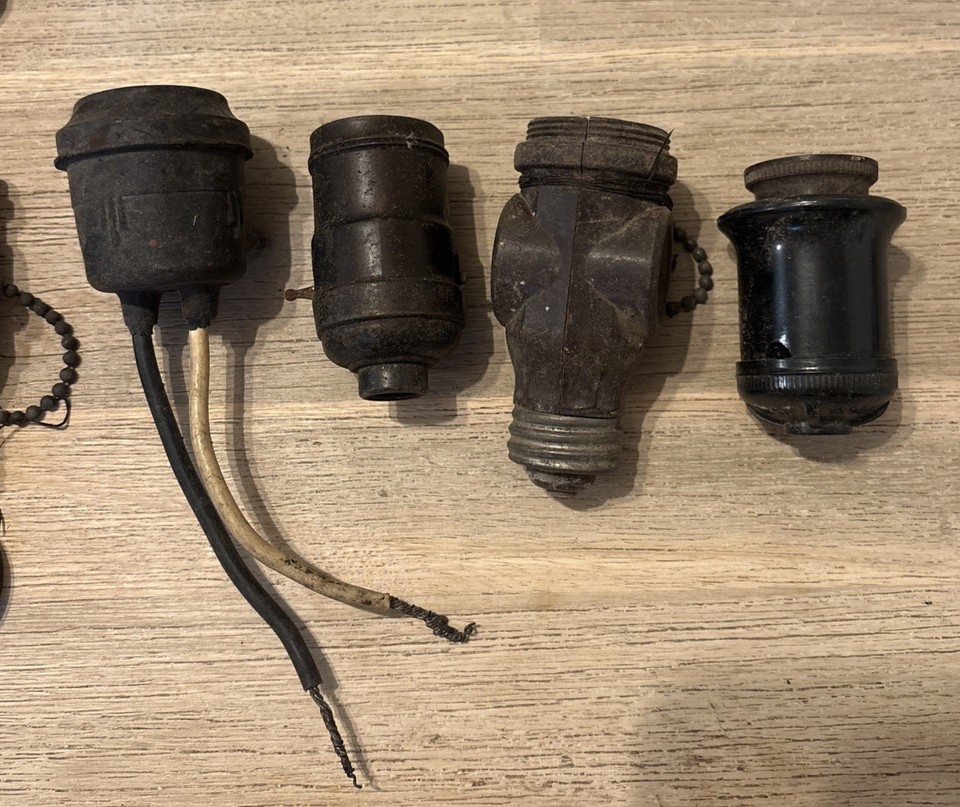 LOT OF 26 VINTAGE Light Fixture Parts CERAMIC SOCKETS Copper Motor ...