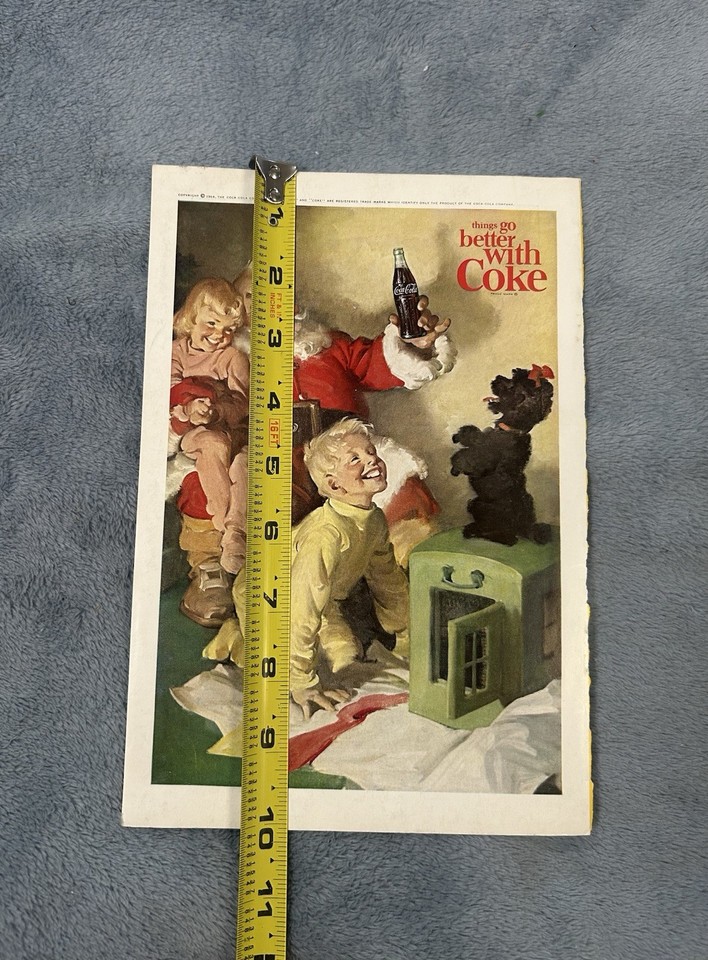 Lot 2 Vintage COCA COLA COKE 60s SANTA Nat Geo Magazine Print Ad Art ...