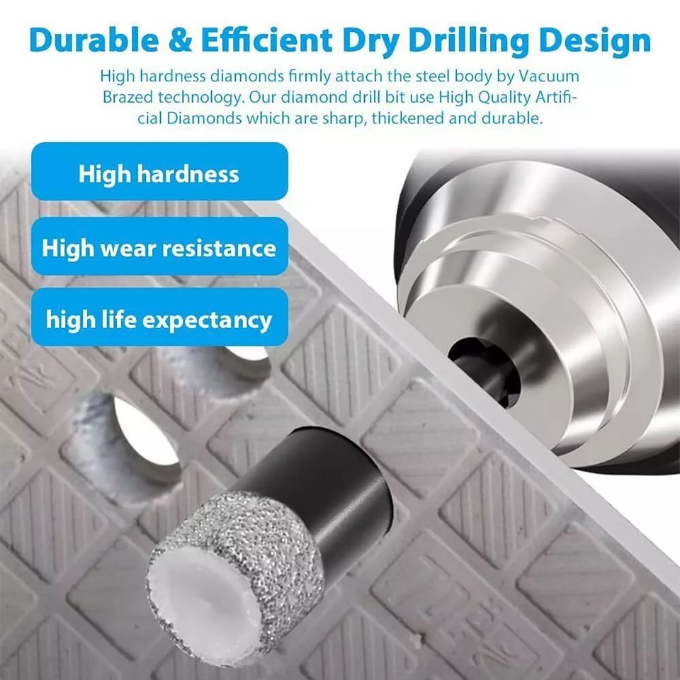 5Pcs/Set 6mm Dry Diamond Drill Bits For Ceramics Marble Porcelain ...