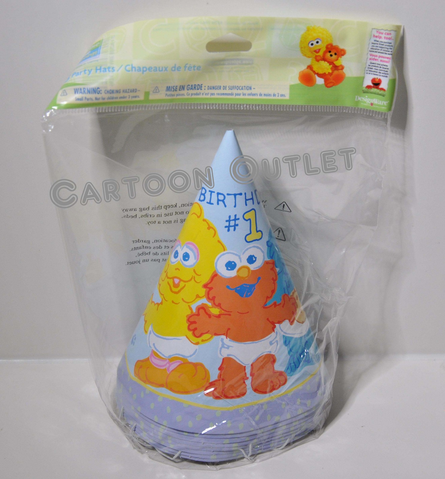 ELMO PARTY HATS 8 PCS PARTY SUPPLIES BIGBIRD COOKIE MONSTER 1ST ...