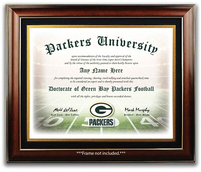 GREEN BAY PACKERS NFL Football Fan Certificate / Diploma Man Cave GIFT ...