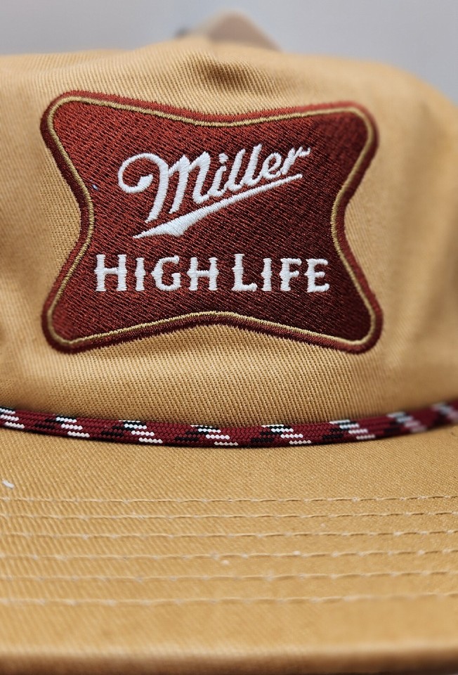 Miller High Life Trucker Rope Vintage Style Snapback Baseball Hat Tan ...