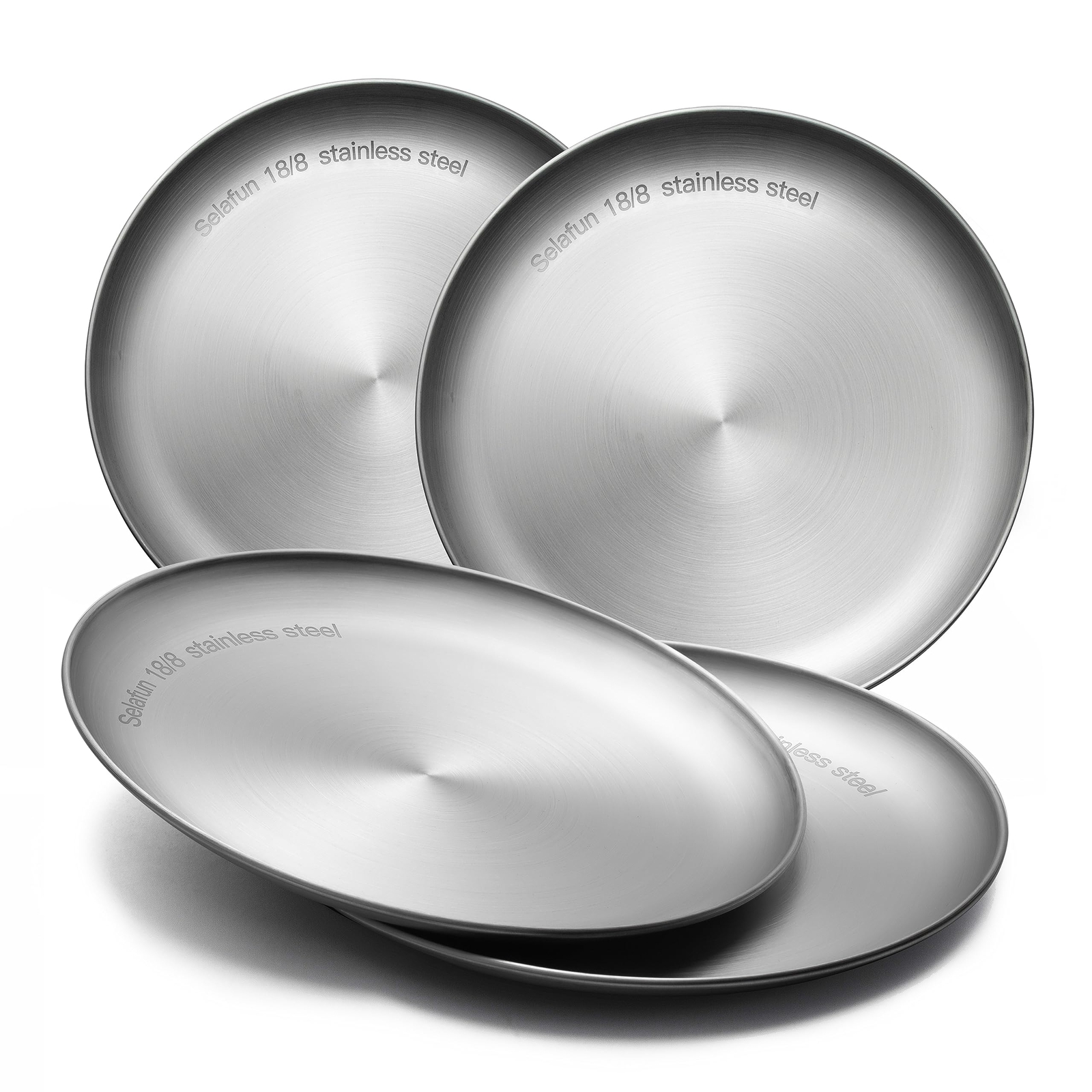 Stainless Steel Plates Metal 18/8 Round Dinner Plates Set Of 4 ...